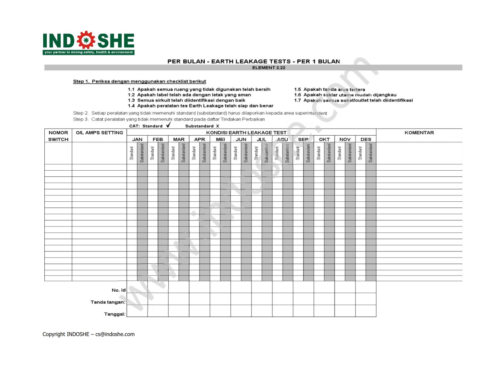 Checklist Inspeksi - Indoshe Cares